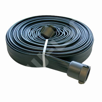 2.5" x 25' Black Ribbed Rubber Water Discharge Hose/ Alum NPSH/BAT End ...